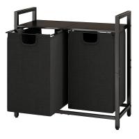 China Hot Sale Metal Laundry Basket With 2 Pull Out Removable Bags for Home Bathroom Dirty Clothes Hamper Organizer Racks Dustproof for sale