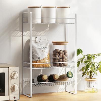 China Home 3 Tier Narrow Iron Storage Shelf Floor Standing Multifunctional Organizers Rack for Desktop Office Kitchen Bedroom Bathroom for sale