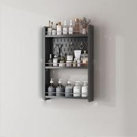 China Bathroom5 Tier Punch Free Toiletries Wall Mount Rack Metal With Hook Hole Board Soap Shoe Organizer Stand Kitchen Spice Holder for sale
