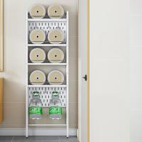 China Bathroom5 Tier Punch Free Toiletries Wall Mount Rack Metal With Hook Hole Board Soap Shoe Organizer Stand Kitchen Spice Holder for sale