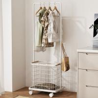 China Large Home Metal Mesh Laundry Rack Removable Wheels Double for Dirty Clothes Bedroom Storage Organizers for Bathroom Bedroom for sale