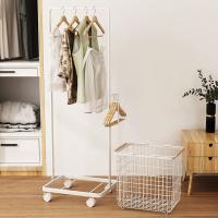 China Large Home Metal Mesh Laundry Rack Removable Wheels Double for Dirty Clothes Bedroom Storage Organizers for Bathroom Bedroom for sale