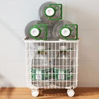 China Iron Wire Laundry Hamper With Rolling Wheels Free Standing Storage Basket Dirty Clothes Cart Sorter Bathroom Washing Organizers for sale