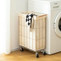 China 201 Stainless Steel Mobile Laundry Basket with Handles Foldable Narrow Dirty Clothes Storage Cart for Bathroom & Washing Room for sale