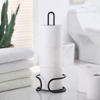 China Heavy Duty Metal Paper Towel Rack Countertop Standing Toilet Roll Holder Weighted Base Kitchen Bathroom Tissue Shelf Storage for sale