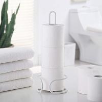 China Heavy Duty Metal Paper Towel Rack Countertop Standing Toilet Roll Holder Weighted Base Kitchen Bathroom Tissue Shelf Storage for sale