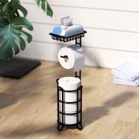 China Bathroom Metal Toilet Paper Holder Stand  with Phone Shelf for Bathroom Storage Holds Reserve Mega Rolls Tissue Organizer Holder for sale