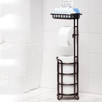 China Bathroom Metal Toilet Paper Holder Stand  with Phone Shelf for Bathroom Storage Holds Reserve Mega Rolls Tissue Organizer Holder for sale