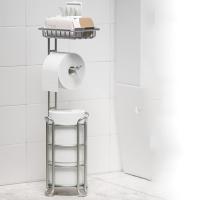 China Bathroom Metal Toilet Paper Holder Stand  with Phone Shelf for Bathroom Storage Holds Reserve Mega Rolls Tissue Organizer Holder for sale
