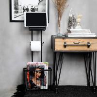 China Freestanding Toilet Paper Holder Tissue Rack Roll Dispenser with Basket for Phone Tablet Magazine Storage Bathroom Organization for sale