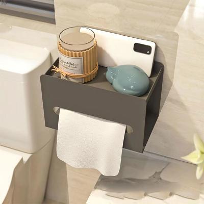 China Wholesale Wall Mounted Roll Toilet Box Waterproof Tissue Holder Magnetic No Drilling Paper Shelf for Bathroom Kitchen Livingroom for sale