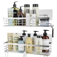 China 2 Pack Stainless Steel Rustproof Bathroom Organizer Adhesive Shower Caddy Basket Bath Accessories Shelves Washroom Storage Metal for sale