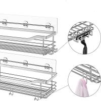 China 2 Pack Stainless Steel Rustproof Bathroom Organizer Adhesive Shower Caddy Basket Bath Accessories Shelves Washroom Storage Metal for sale