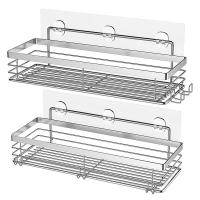 China 2 Pack Stainless Steel Rustproof Bathroom Organizer Adhesive Shower Caddy Basket Bath Accessories Shelves Washroom Storage Metal for sale