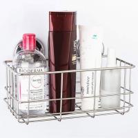 China Bathroom Stainless Steel Adhesive Suction Cups Shower Caddy Soap Dish Storage Wall Mounted Wire Organizer Basket Suction Hooks for sale