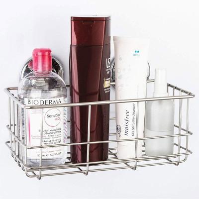 China Bathroom Stainless Steel Adhesive Suction Cups Shower Caddy Soap Dish Storage Wall Mounted Wire Organizer Basket Suction Hooks for sale