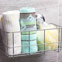 China Bathroom Stainless Steel Adhesive Suction Cups Shower Caddy Soap Dish Storage Wall Mounted Wire Organizer Basket Suction Hooks for sale