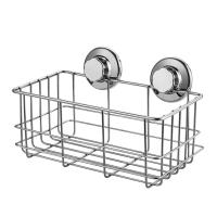 China Bathroom Stainless Steel Adhesive Suction Cups Shower Caddy Soap Dish Storage Wall Mounted Wire Organizer Basket Suction Hooks for sale