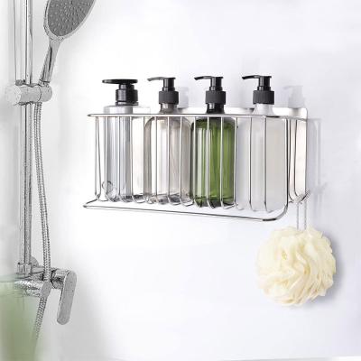China Shower Caddy Organizer Shelf Adhesive Stainless Steel Shelves for Bathroom Storage No Drilling Wall Mounted Toiletries Basket for sale