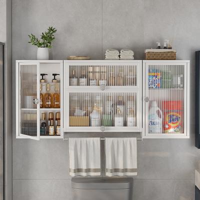 China NEW Space Saving Wall Cabinet with 2 Doors Adjustable Towel Holder Rack Shelves Storage for Toilet Bathroom Living Room Kitchen for sale