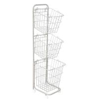 China Steel Withhandle 3 Tier Bathroom Removable Metal Wire Dirty Clothes Separating Basket Cart Portability Laundry Storage Holder for sale