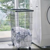 China New Standing Type Metal Wire Frame Laundry Storage Cart Dirty Clothes Basket for Bathroom Organization Fruit/Vegetable Holder for sale