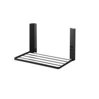 China Steel Black No Installation Towel Rack Bathroom Folding Shelf Wall Mount Washing Machine Side Magnetic Clothing Storage Holder for sale