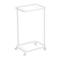 China New Home 2 Tier Wooden Handle Dirty Clothes Basket With Wheels Metal Wire Frame Laundry Storage Cart Bathroom Organization Rack for sale