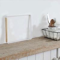 China Steel No Installation Foldable Wooden Handle Three Bar Design Bathroom Mesa Towel Rack Rag Dishcloth Hanging Holder Organizer for sale