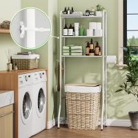 China Bathroom with Hooks Metal 3 Tier Over the Toilet Storage Rack Supplies Paper Roll Holder Towel Bathing Supplies Organizer Shelf for sale