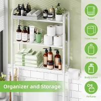 China Bathroom with Hooks Metal 3 Tier Over the Toilet Storage Rack Supplies Paper Roll Holder Towel Bathing Supplies Organizer Shelf for sale