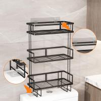China New Iron Toilet Tissue Paper Roll Storage Holder Toilet Above Metal Drain Storage Rack with Magazine Bathroom Organization Shelf for sale
