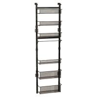 China New Black Expandable Bathroom Multilayer Behind the Door Hanging Basket Kitchen Adjustable Wall Mounted Organizing Storage Rack for sale