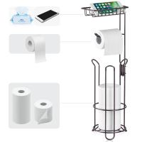 China NEW Modern Metal Detachable Standing Black Living Room Paper Towel Holder Basket Bathroom Organization Tissue Rack Storage Shelf for sale