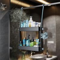 China Bathroom No Drilling Shelf Adjustable Height Wall Mounted Storage Rack Household Toilet Shower Caddy Head Hanger Organization for sale