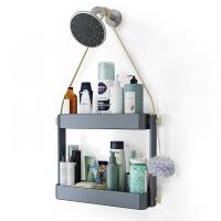 China Bathroom No Drilling Shelf Adjustable Height Wall Mounted Storage Rack Household Toilet Shower Caddy Head Hanger Organization for sale