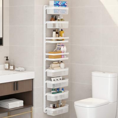 China Household Organizer Double Wall Mounted Bathroom Over Toilet Paper Box Storage Towel Corner Dry Rack hang Wash Machine Stand for sale