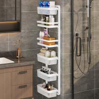 China Household Organizer Double Wall Mounted Bathroom Over Toilet Paper Box Storage Towel Corner Dry Rack hang Wash Machine Stand for sale