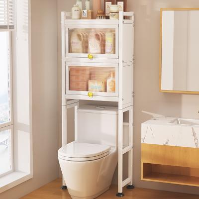 China Multifunctional Metal Toilet Tissue Stand Organizer Eco-Friendly Modern Five-Tier Storage Rack with Cabinet Door for Kitchen for sale
