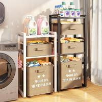 China Foldable Toy Storage Boxes Canvas Collapsible Baby Dirty Large 3 Tier Metal Modern Laundry Storage Cloth 3 Compartments Baskets for sale