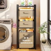 China Foldable Toy Storage Boxes Canvas Collapsible Baby Dirty Large 3 Tier Metal Modern Laundry Storage Cloth 3 Compartments Baskets for sale