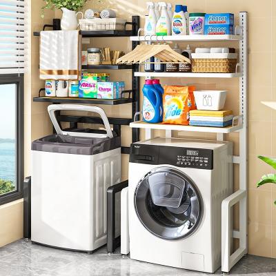 China Stainless Steel Metal Adjustableover Toilet Organizer Storage Dryer Stand Wooden Towel Rack Shelf Washing Machine for Bathroom for sale