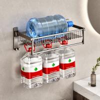 China Accessories Toilet Brush Tissue Paper Roll Storage Holders for Bathrooms hang Folding Towel Organizer Dry Rack Set 6 Piece Grey for sale