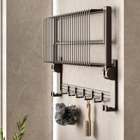 China Accessories Toilet Brush Tissue Paper Roll Storage Holders for Bathrooms hang Folding Towel Organizer Dry Rack Set 6 Piece Grey for sale