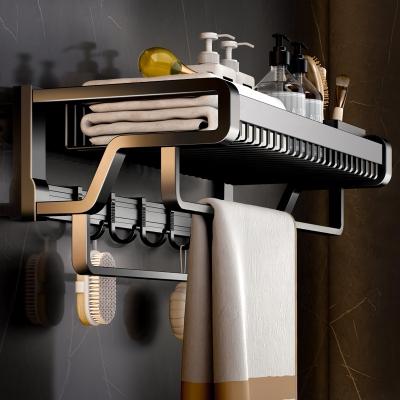 China 3tier Multi Corner Shower Caddy Metal Wall Mount Hanging Bathroom Shelves Storage Shelf Folding Towel Organizer Drying Rack Set for sale