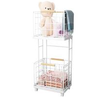 China 2022 NEW Steel 3 Compartments Foldable Baby Kids Mesh 3 Section Laundry Bags & Baskets with Wheels Storage Box for Clothing for sale