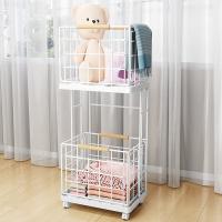 China 2022 NEW Steel 3 Compartments Foldable Baby Kids Mesh 3 Section Laundry Bags & Baskets with Wheels Storage Box for Clothing for sale