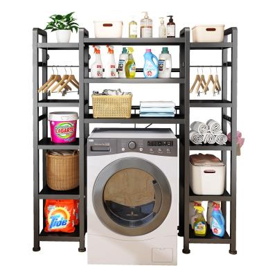 China Bathroom Multi  Tier Space Saver Toilet  Metal Bathroom Organizer Accessory Towel Storage Shelf Corner Washing Machine Rack Set for sale