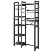 China 2022 New Scalable Expansion Metal Bathroom Counter Organizer Corner Washing Machine Storage Towel Toilet Shelf Rack for sale