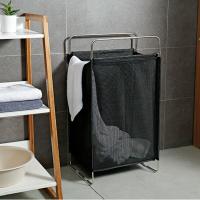 China 2022 Wholesale Large Nylon S304 Bathroom Kids Baby Foldable Collapsible Portable Fabric Dirty Laundry Basket with Handle for sale